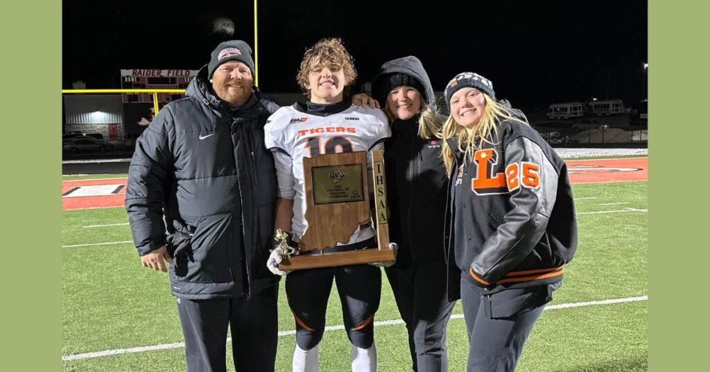 Lawrence Central High School Linebacker Noah Knigga Acknowledges His Parents, Staci Shipley, A ...